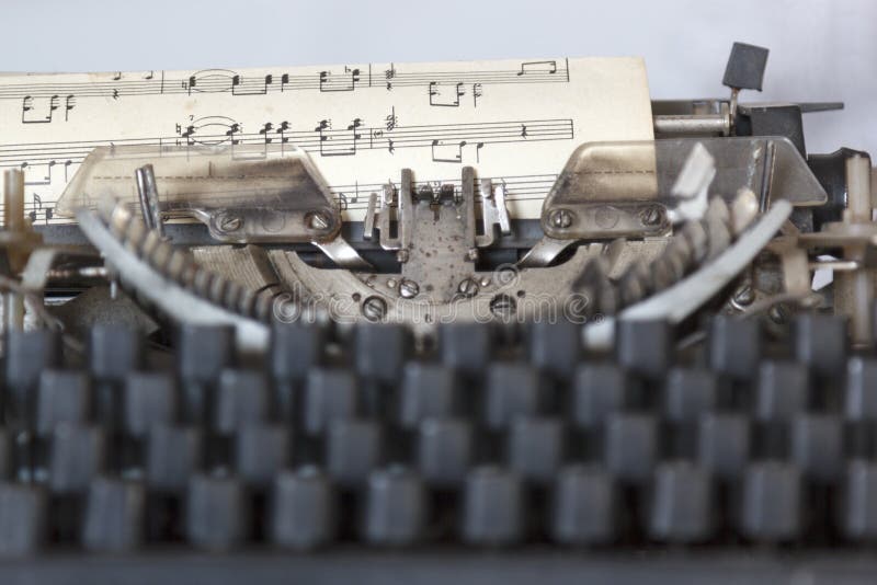 Old Typewriter with Musical Notes Stock Image - Image of paper, record ...