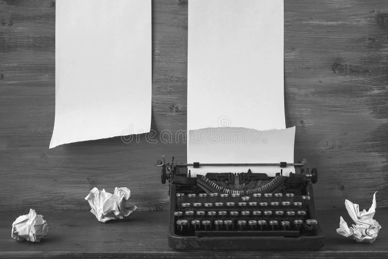 Old typewriter with paper stock photo. Image of information - 196592430