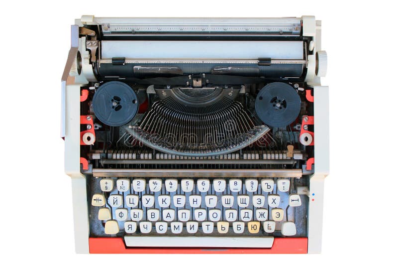 Old Typewriter with Russian Keyboard, Isolated on White Stock Photo ...