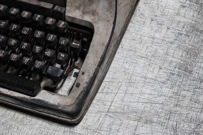 Old Typewriter Rust and Dust on the Old White Wood Table Stock Image ...