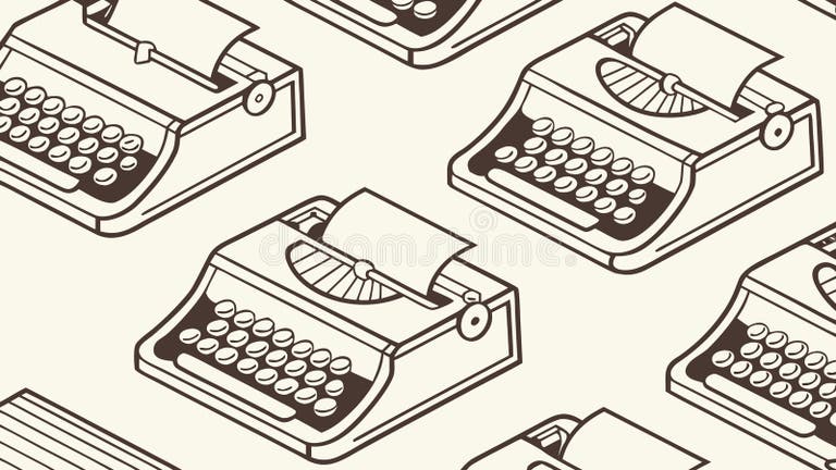 Old Typewriter and Script Pattern, Literary Theme Vector Design ...
