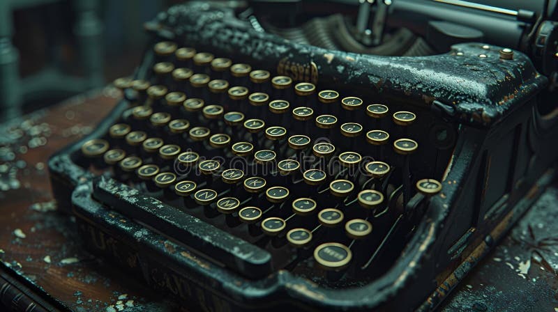 An Old Typewriter Sits on Top of a Table in a Creepy Area Stock ...