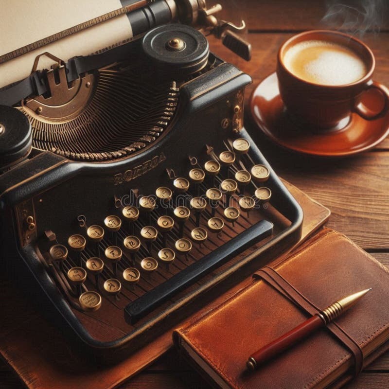 Old Typewriter Vintage Theme Stock Illustration - Illustration of meat ...