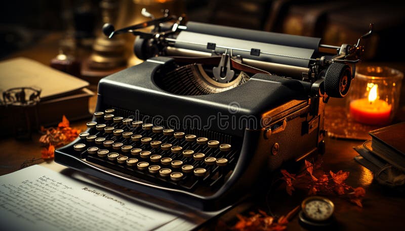 Old Typewriter on Wooden Table, a Nostalgic Writer Companion Generated ...