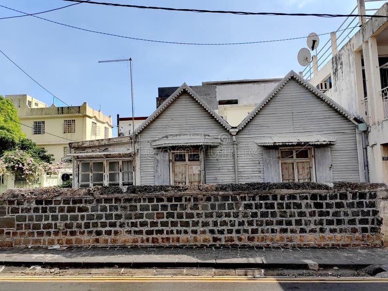 Old Typical House in the Capital of Mauritius Port Louis. Stock Image ...