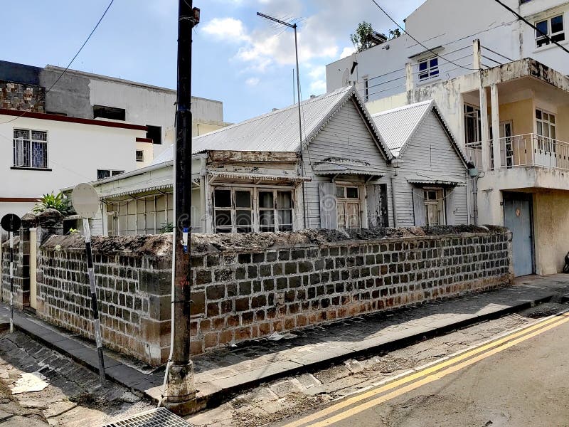 Old Typical House in the Capital of Mauritius Port Louis. Stock Image ...