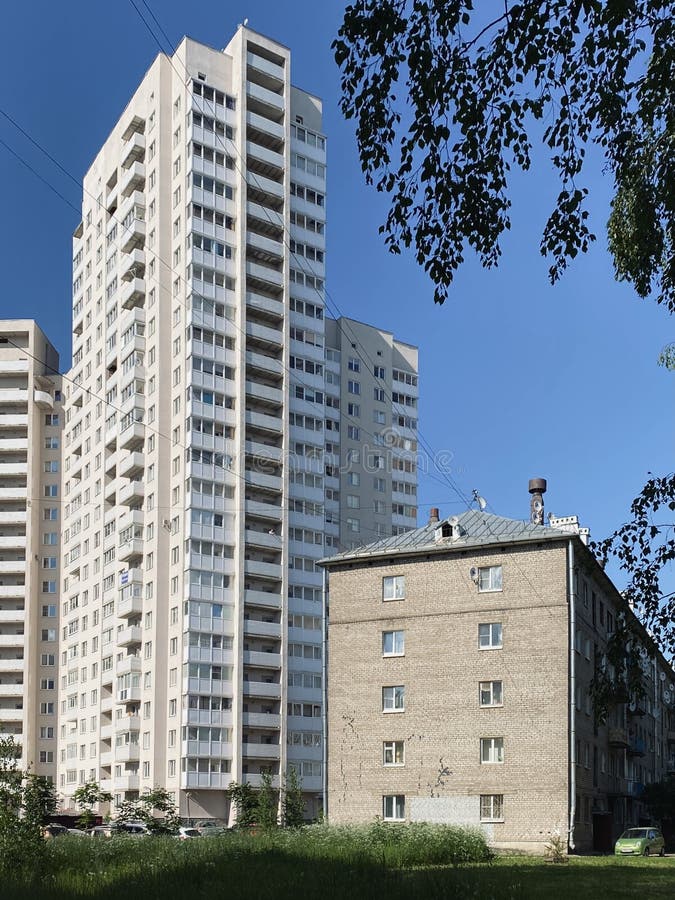Old Typical Soviet Apartment Building Architecture on a Summer Day ...