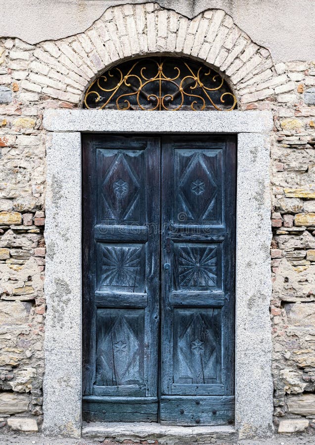Old Typical Vintage Wooden Door Stock Photo - Image of project, brick ...