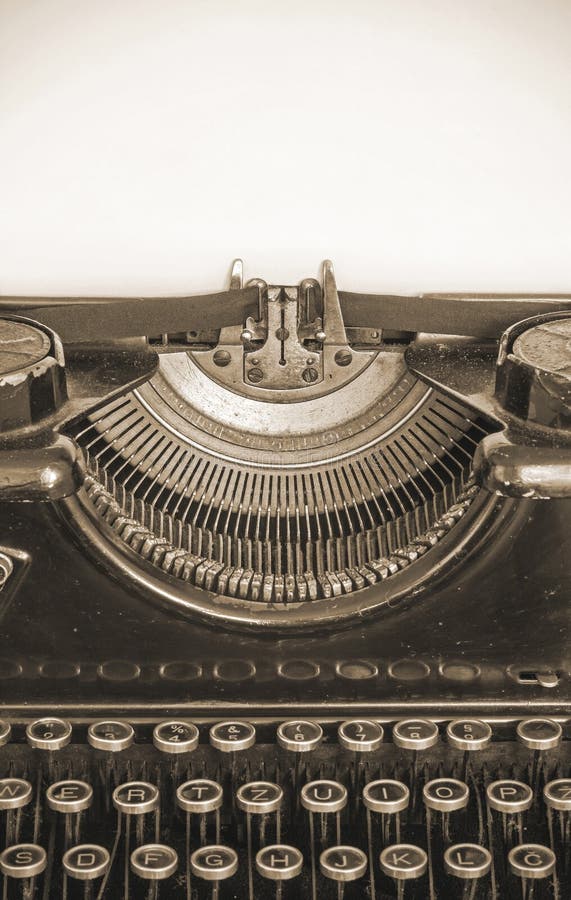 Old Typing Machine and Blank Sheet of Paper for Your Text, Sepia Stock ...