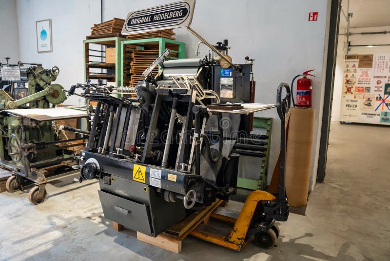 Old Typography Printing Machine with Letter Samples. Editorial ...