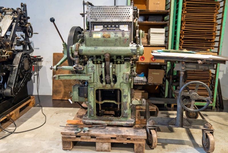 Old Typography Printing Machine with Letter Samples. Editorial Photo ...