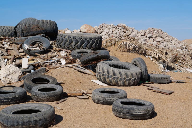 Old Tyres and Garbage in Landfill Stock Image - Image of dustbin, dirt ...