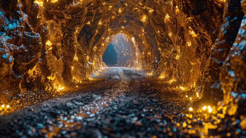 The Old Underground Tunnel of the Gold Mine. Gold Mining in the Mine ...