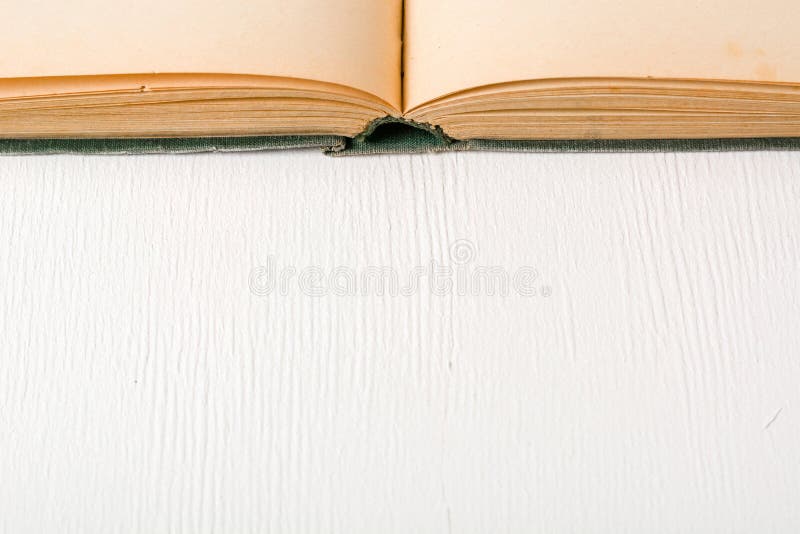 Old Unfolded Book Lying on the Table. Yellow Paper Pages. Plenty of ...