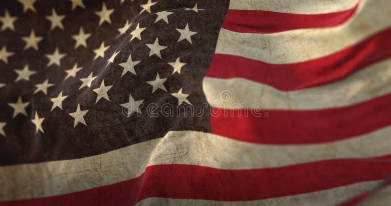 Old United States Flag Waving at Wind. Loop Stock Video - Video of ...