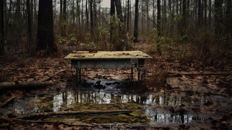 Abandoned Desk in the Woods: a Southern Gothic Canvas of Environmental ...