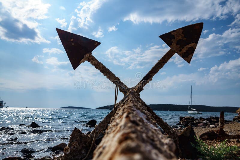 Old Unused Rusty Anchor on the Sea Shore Stock Photo - Image of shore ...