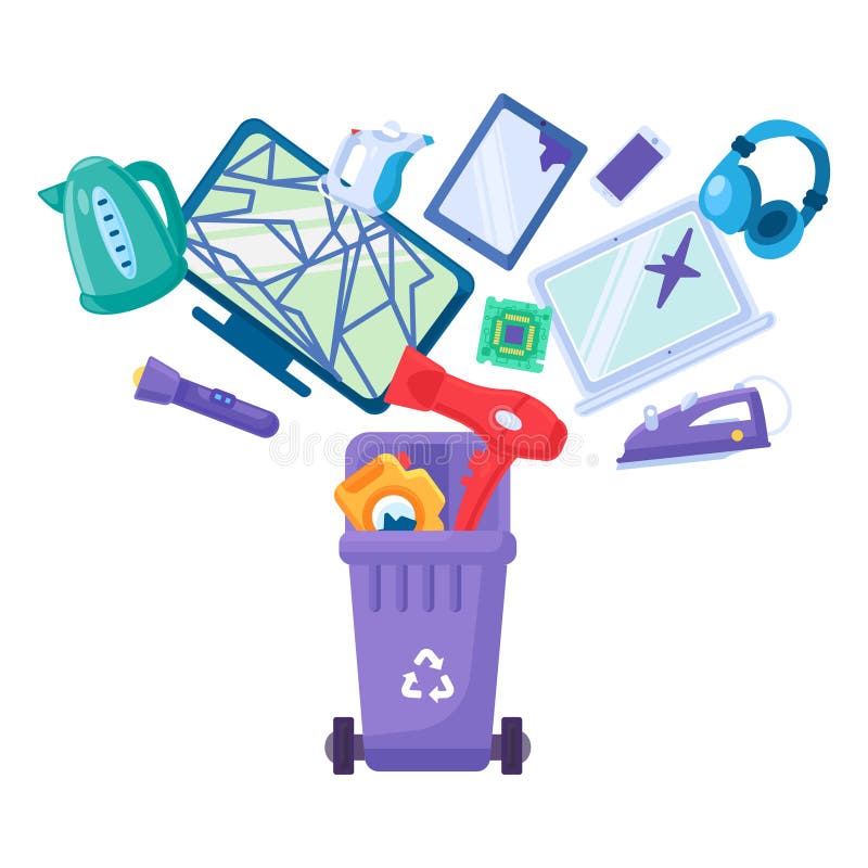 E Waste Recycling Cartoon Solid Container Stock Vector - Illustration ...
