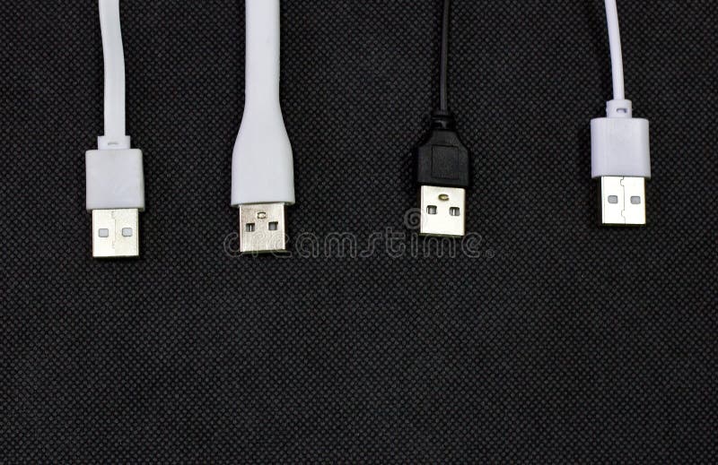 Old USB Plug Cable Isolated on Black Background Stock Photo - Image of ...