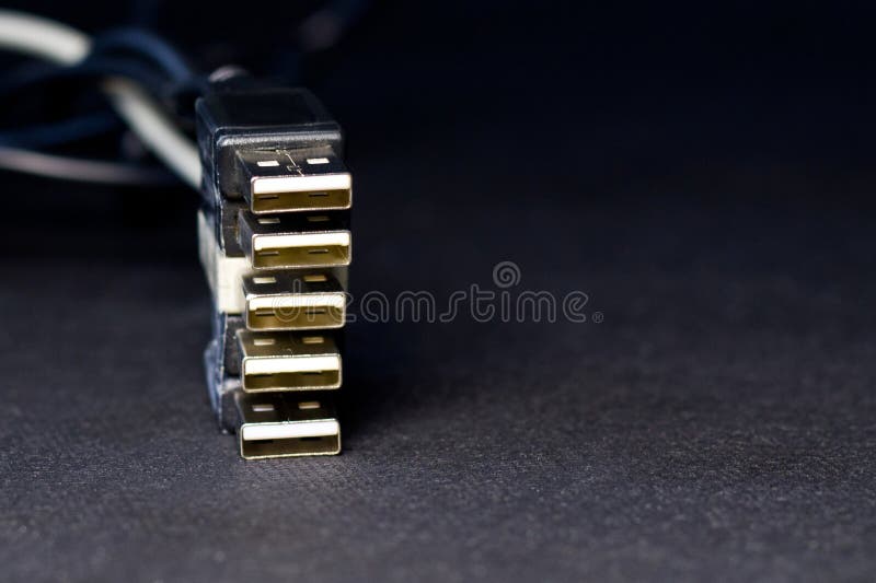 Old USB Plug Cable Isolated on Black Background Stock Photo - Image of ...