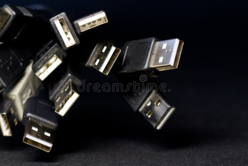 Old USB Plug Cable Isolated on Black Background Stock Photo - Image of ...