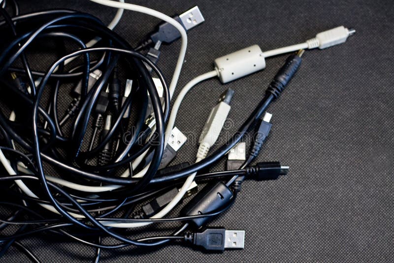 Old USB Plug Cable Isolated on Black Background Stock Photo - Image of ...