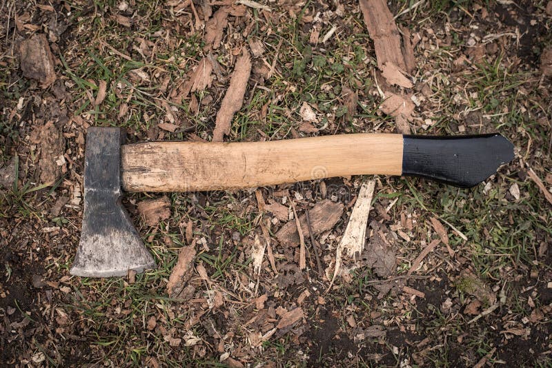 Old used axe after work stock photo. Image of industry - 175147174