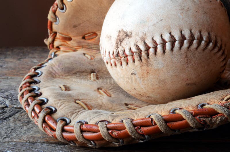 Old Used Baseball Equipment Stock Image - Image of vintage, horizontal ...