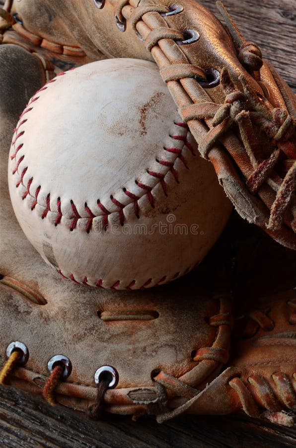 Old Used Baseball Equipment Close Up Stock Image - Image of play ...