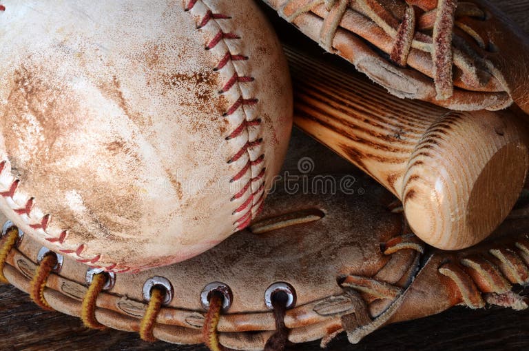 Old Used Baseball Equipment Stock Photo - Image of texture, sports ...