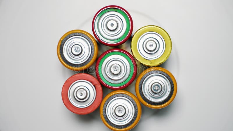 Old Used Batteries Type D Rotate in a Circle Stock Video - Video of ...