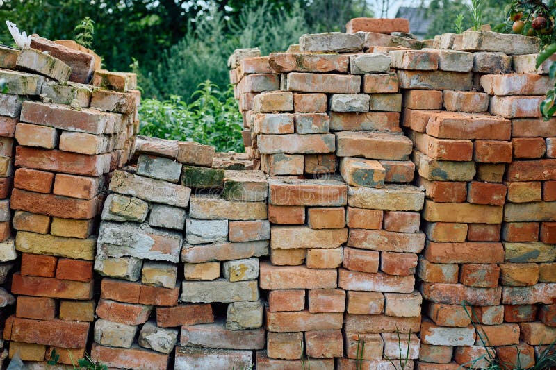 Old Used Bricks are Piled Up Stock Photo - Image of layered, stone ...