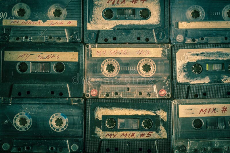 Old and Used Cassette Tape Placed in Grid Stock Photo - Image of ...