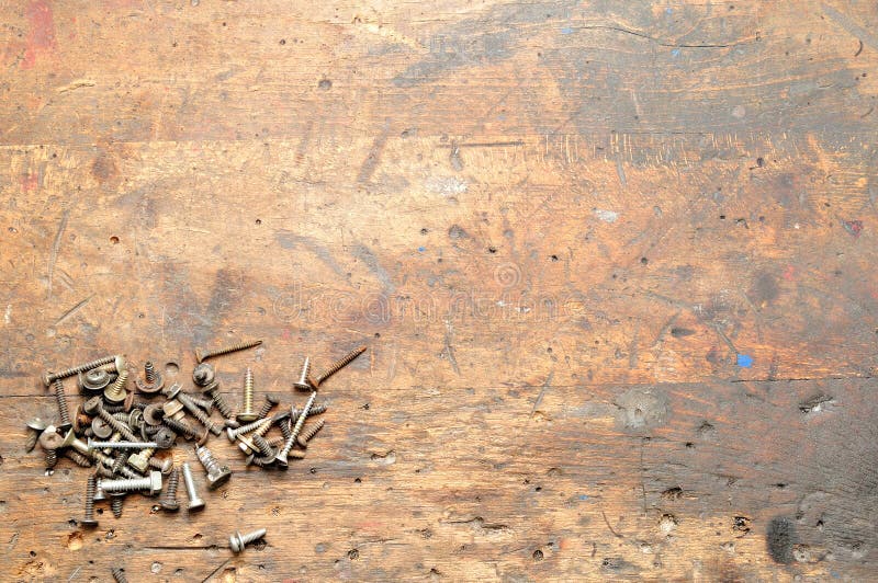Old Used Dirty Workbench with Tools. Stock Image - Image of texture ...