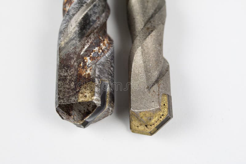 Old Used Drill Bits for Concrete. Damaged Tools for Construction Stock ...