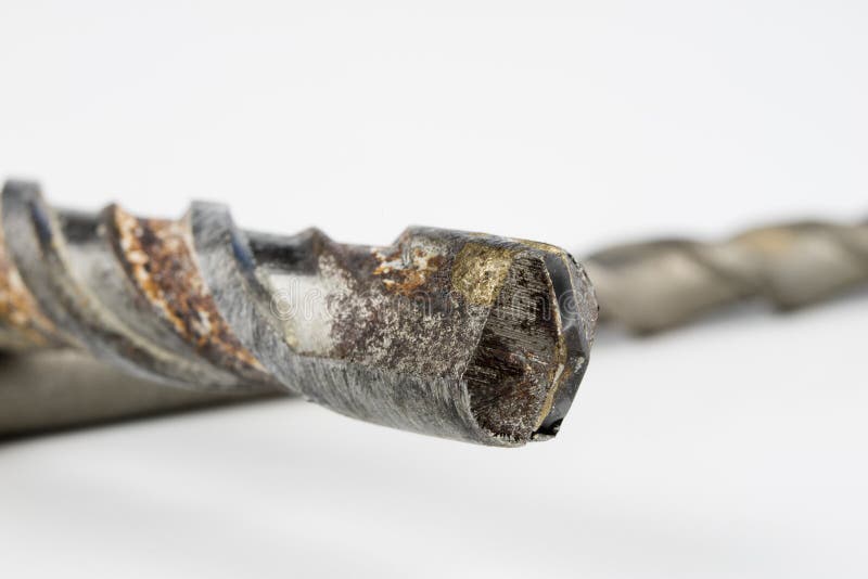 Old Used Drill Bits for Concrete. Damaged Tools for Construction Stock ...