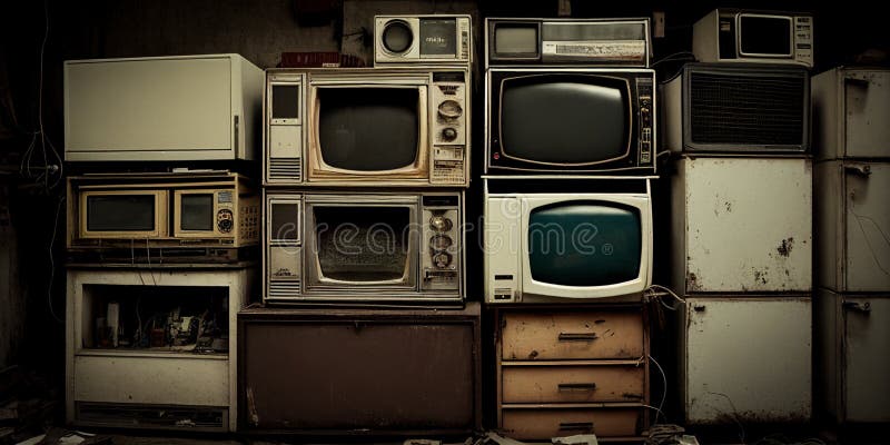 Old Used Electrical Equipment Stacked for Recycling. Generated by AI ...