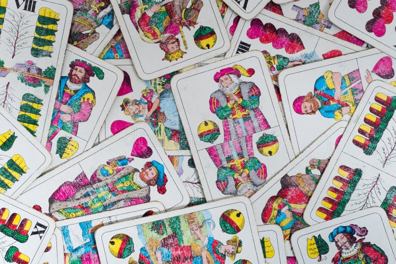 Old Used German Cards Wilhelm Tell Deck Stock Photo - Image of rose ...