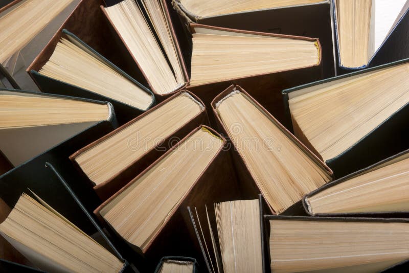 Old and Used Hardback Books or Text Books from Above. Stock Image ...