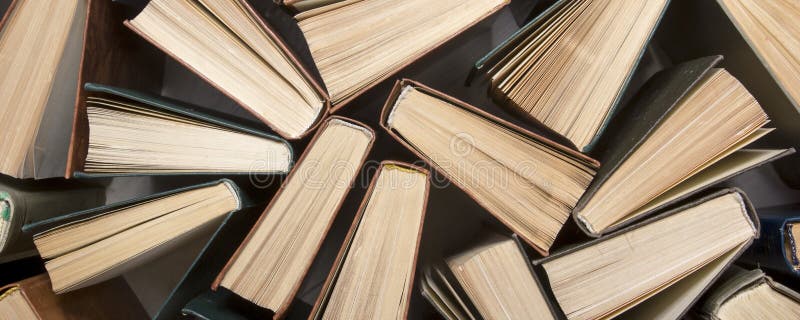 Old and Used Hardback Books or Text Books from Above. Stock Photo ...