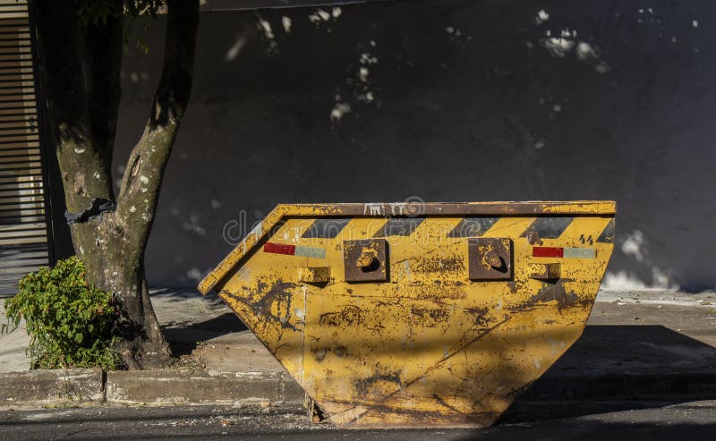 Old Used Metal Skip or Dumpster in a Street Stock Image - Image of ...