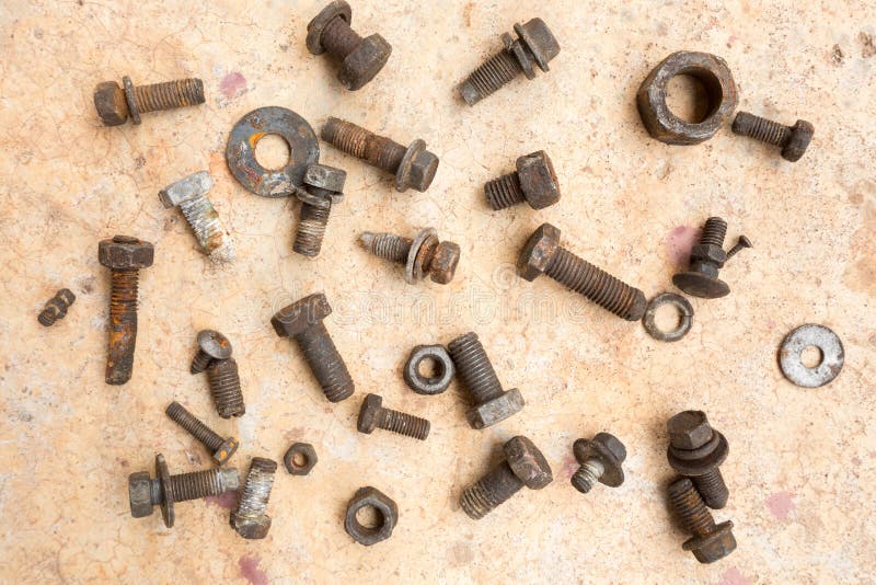 Old and Used Nuts and Bolts Stock Image - Image of component, fasten ...