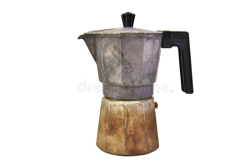 Old, Used and Rusty Italian Coffee Maker Isolated Stock Photo - Image ...