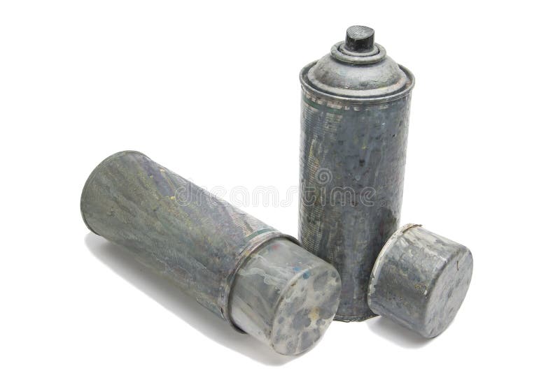 Old Used Spray Cans and Paint Bucket Stock Photo - Image of renovation ...