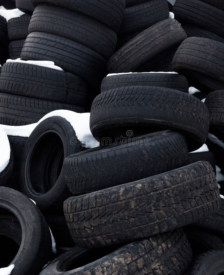 Stack of the Old Used Tire Covers. Stock Image - Image of black, dump ...