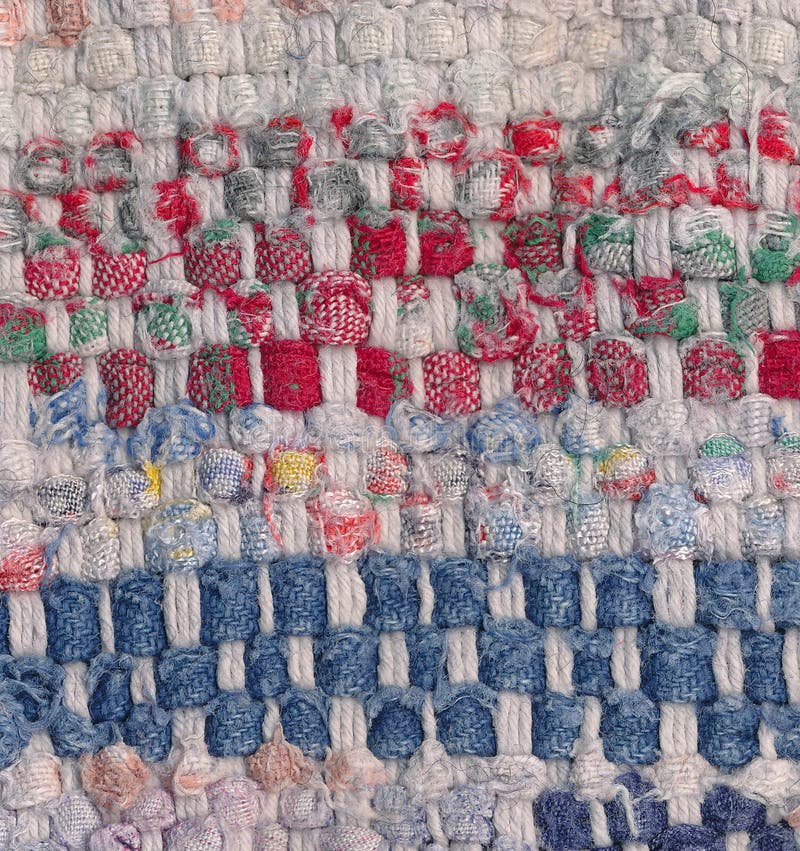 Old used woven rag rug stock image. Image of weave, pattern - 48433543