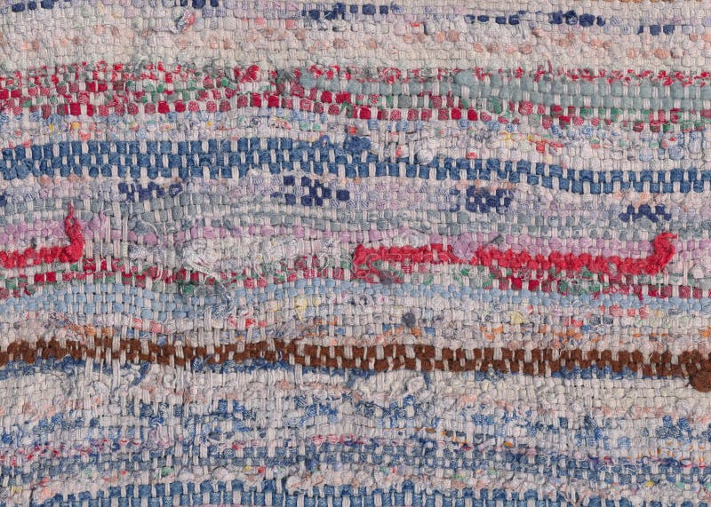Old used woven rag rug stock image. Image of weave, pattern - 48433543