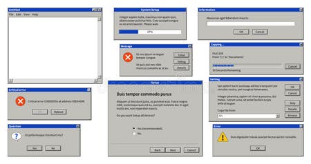 Old User Interface. Browser Window, Error Message Popup Dialog Box with ...