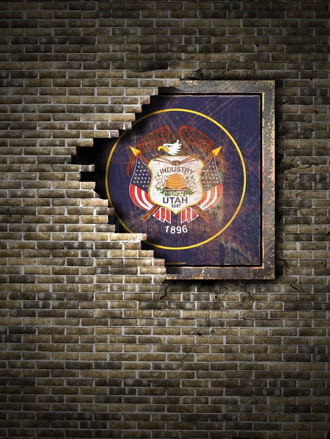 Old Utah Flag in Brick Wall Stock Illustration - Illustration of ...