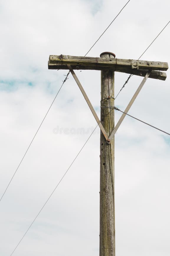 Old Utility Pole with a Cloudy Sky. Stock Photo - Image of cable ...